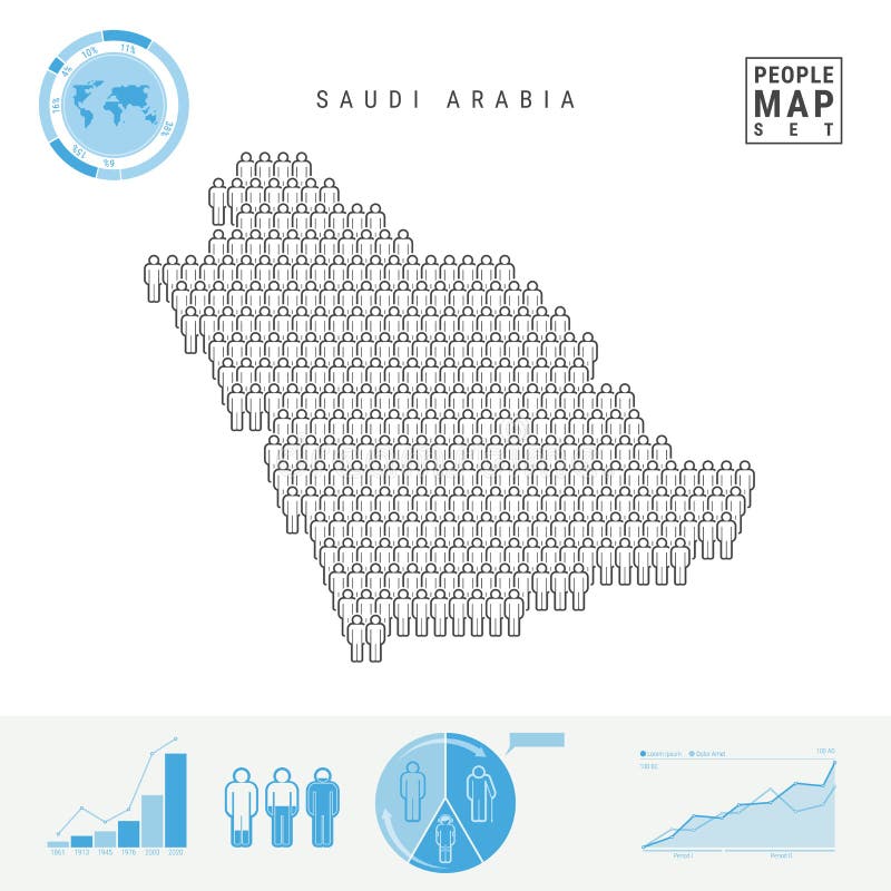 Saudi Arabia People Icon Map. Stylized Vector Silhouette of Saudi ...