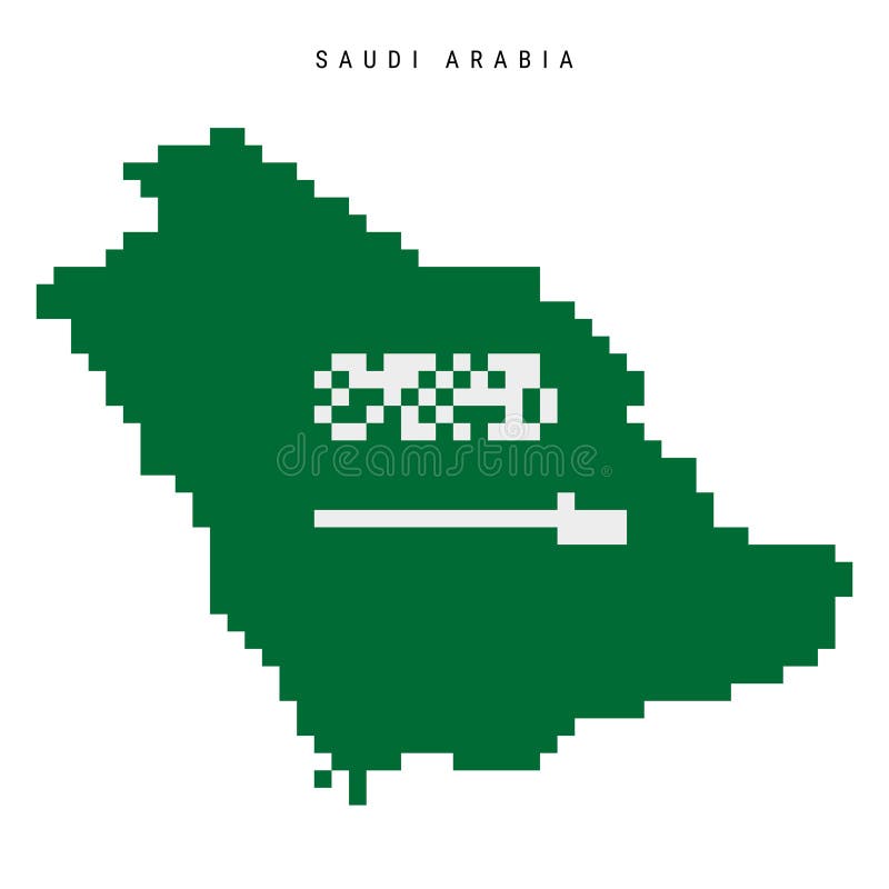 Saudi Arabia Pixel Flag Map Icon. Flat Vector Illustration Isolated on ...