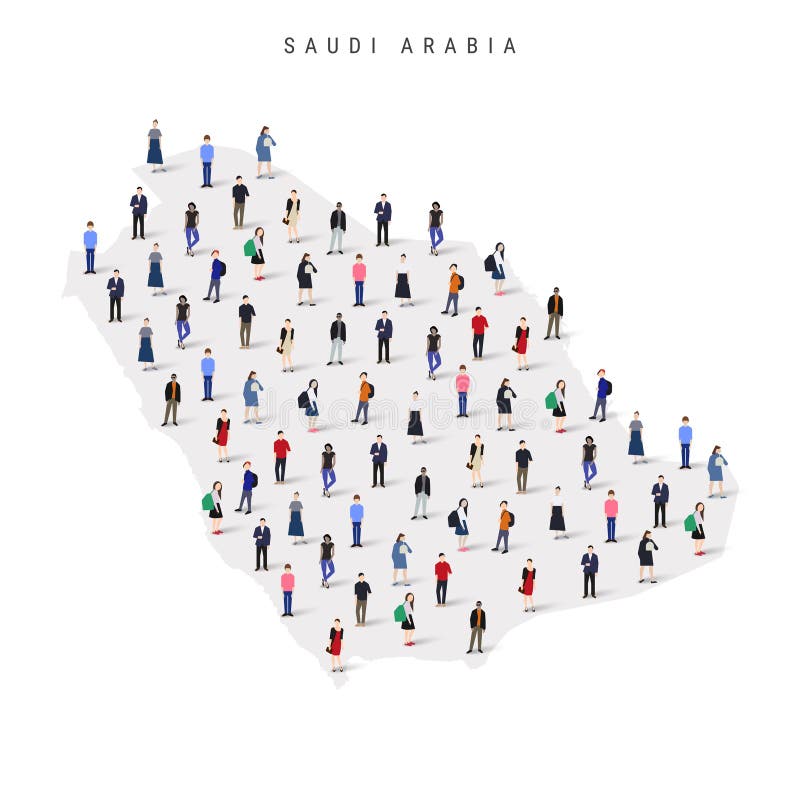 Saudi Arabia Population Map. Large Group of People in a Shape of Saudi ...