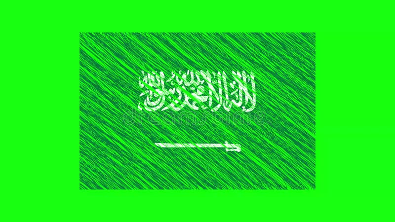 Saudi Arabia Scribble Animation on Green Screen Background. Looping ...