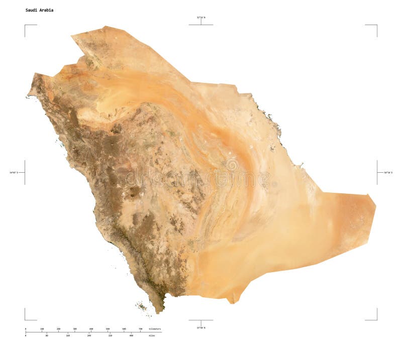 Saudi Arabia Shape on White. Low-res Satellite Stock Illustration ...