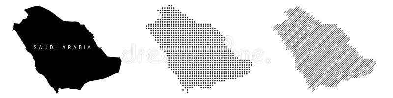 Saudi Arabia Silhouette Map and Two Patterns of Dots and Slanted Lines ...