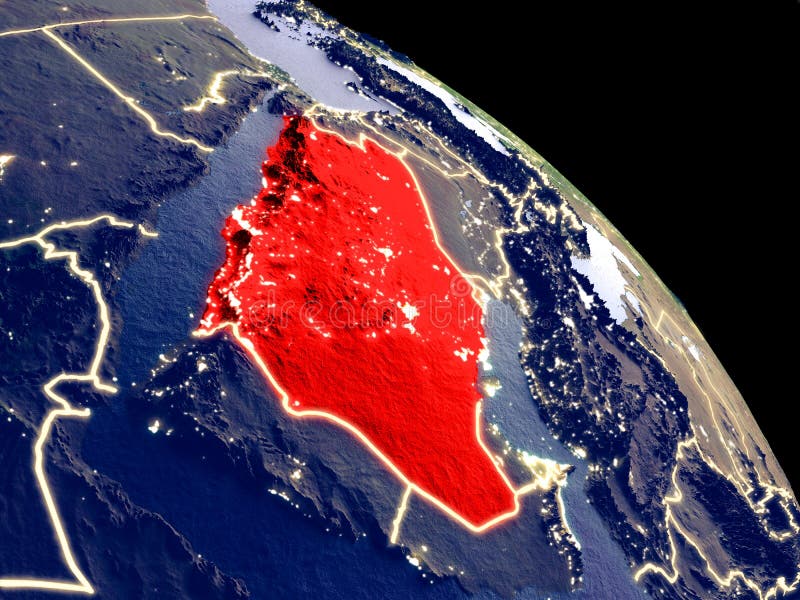Saudi Arabia from space stock illustration. Illustration of countries ...