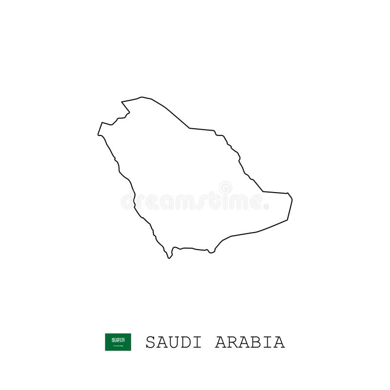 Saudi Arabia Vector Map Outline, Line, Linear. Saudi Arabia Black Map ...