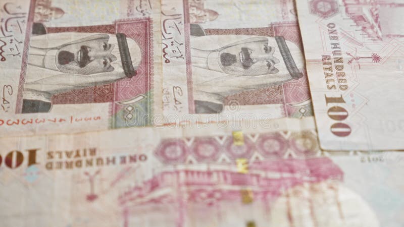 Saudi Arabian Banknotes in Various Denominations Spread Across a ...