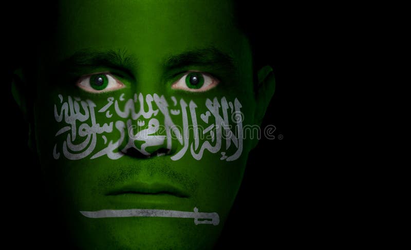 Saudi Arabian Flag - Male Face Stock Image - Image of east, aggressor ...