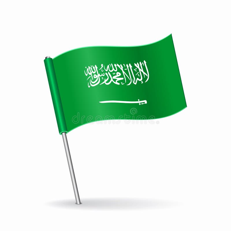 Saudi Arabian Pin Icon and Map Pointer Flag Stock Vector - Illustration ...