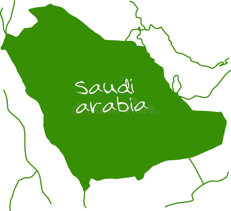 Saudi Map Simple Outline Design Stock Illustration - Illustration of ...