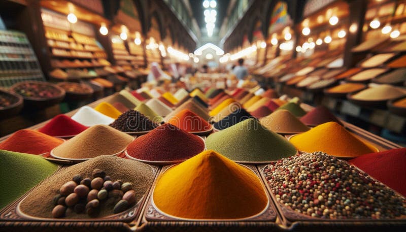 A Saudi Market Stall Selling Spices Stock Illustration - Illustration ...