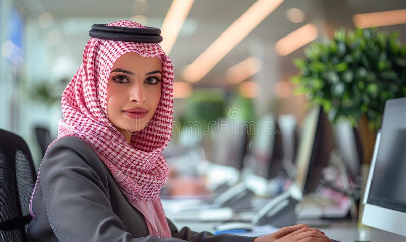 Saudi Professional Office Workers Collaborating at Contemporary Elegant ...