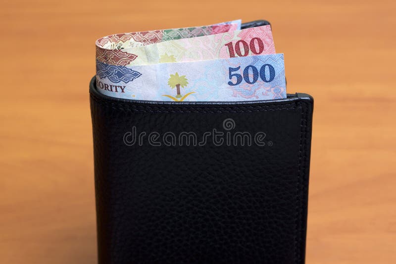 Saudi Riyal in the Black Wallet Stock Photo - Image of note, economy ...