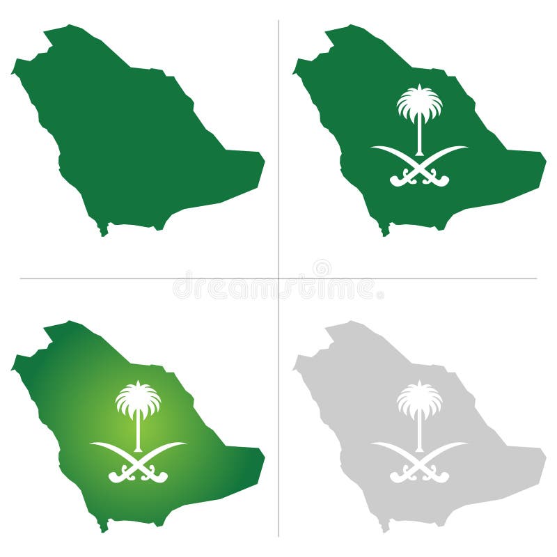 Karta över Saudiarabien Och National Logo Vektor Illustrationer ...
