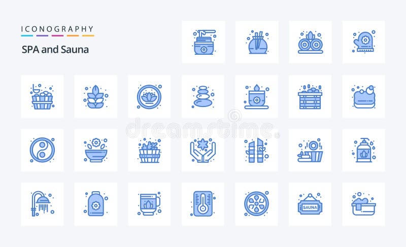 25 Sauna Blue icon pack stock vector. Illustration of hand - 264532378