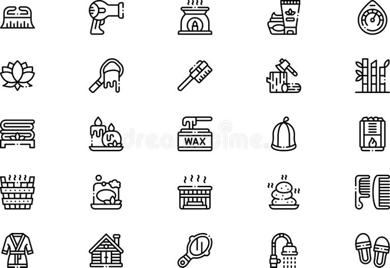 Sauna Icons Collection is a Vector Illustration with Editable Stroke ...