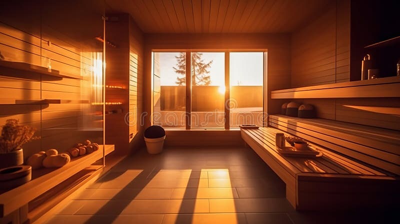 The Sauna Room of a Beautiful Bright Modern Style House. AI Generated ...