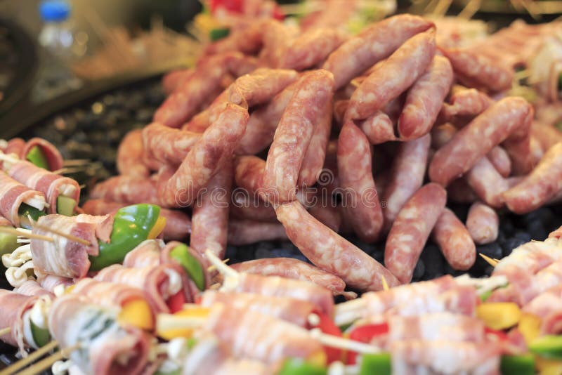 Sausage in barbecue booth stock image. Image of edible - 36876313