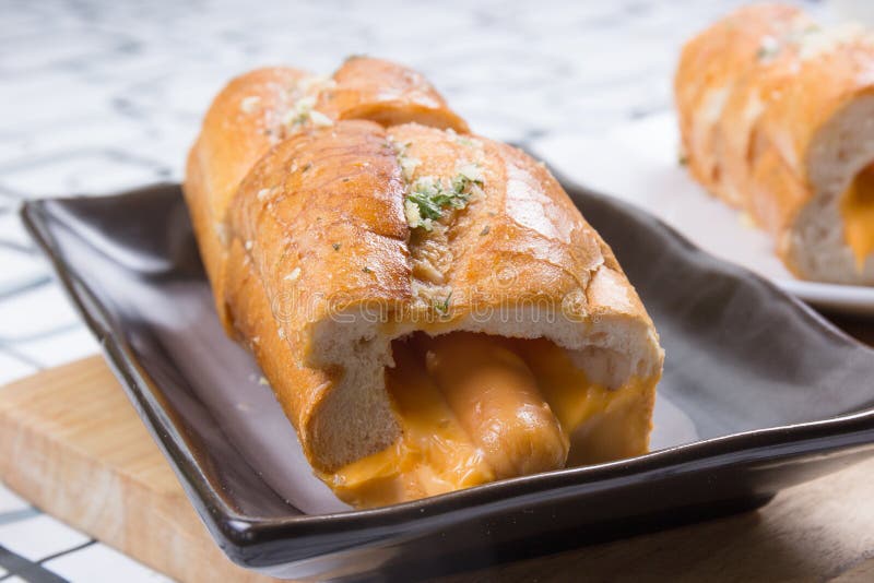 Sausage bread with ketchop stock photo. Image of dinner - 75487884