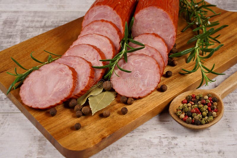 Sausage, Cold Cuts, and a Composition with Spices Stock Photo - Image ...