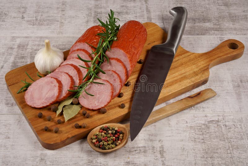 Sausage, Cold Cuts, and a Composition with Spices Stock Photo - Image ...