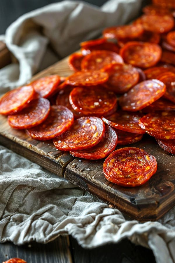 Sausage Cut Close-up on a Wooden Table Stock Image - Image of italian ...