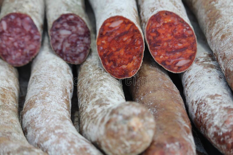 Sausage of Extraordinary Beautiful Color and Delicious Taste Stock ...