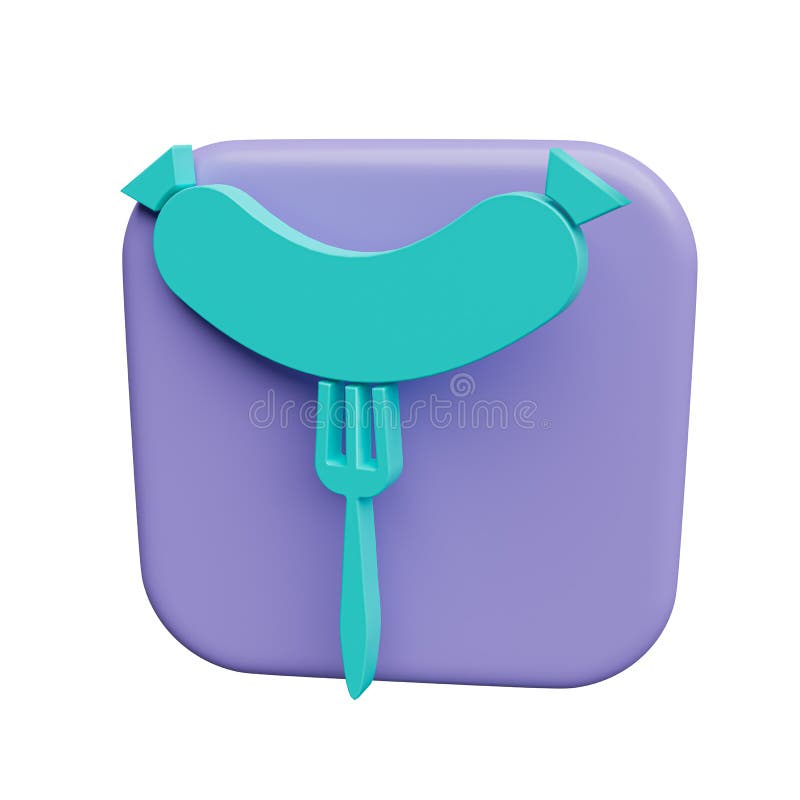 Sausage, Fork 3d Icon Render Illustration Stock Illustration ...