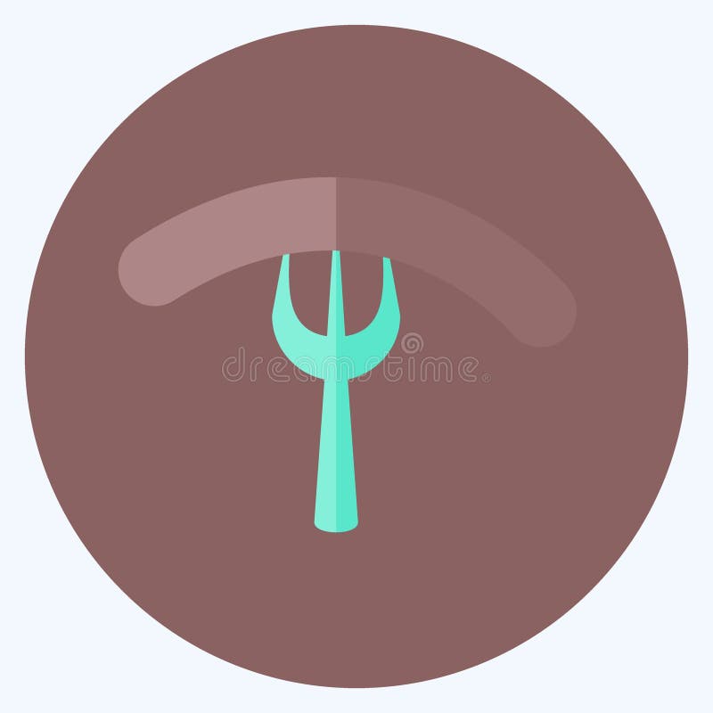 Sausage on Fork Icon in Trendy Flat Style Isolated on Soft Blue ...