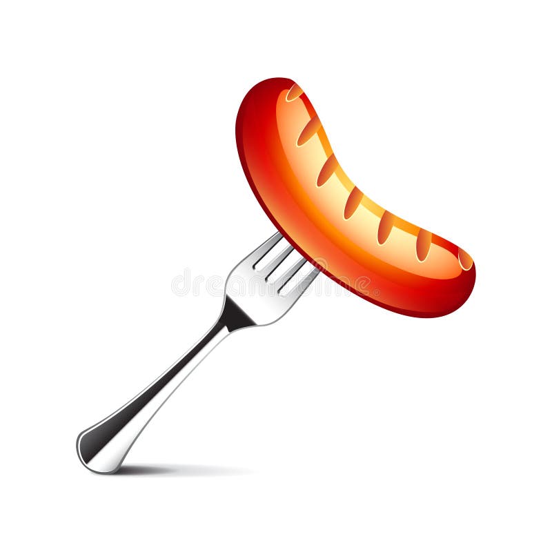 Sausage on fork vector stock vector. Illustration of object - 66142562