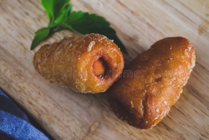 Sausage in Fried Bread Rolls Homemade Stock Photo - Image of snack ...