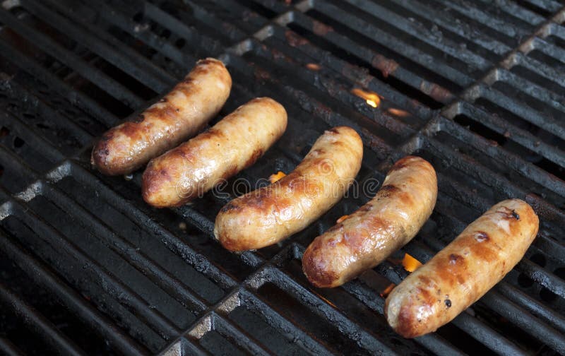 Sausage on grill stock image. Image of grilling, season - 25264587