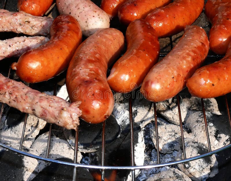 Sausage on grill stock image. Image of gourmet, fire, meat - 5100577