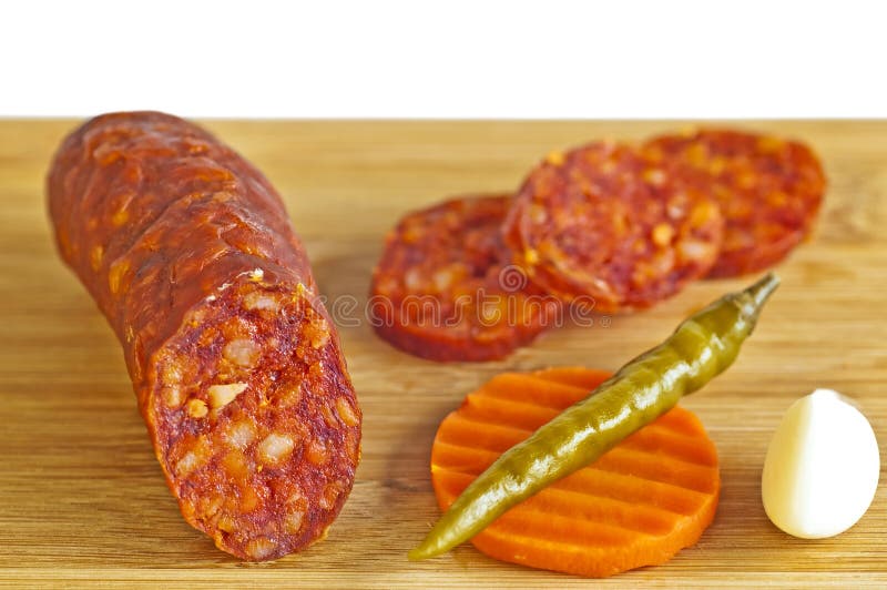 Sausage Kolbasz of Hungary stock photo. Image of butcher - 20140780