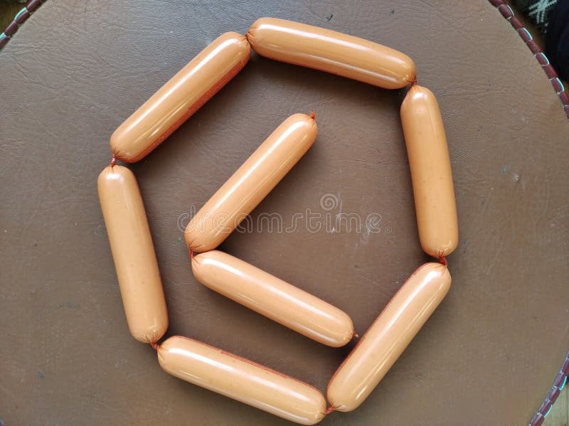 Sausage Links on the Small Round Table Stock Photo - Image of colour ...