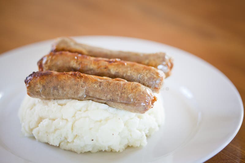 Sausage and mash stock photo. Image of unhealthy, copy - 23201666