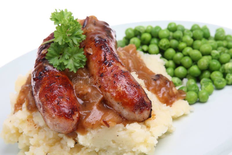 Sausage and Mash stock image. Image of british, parsley - 4081511