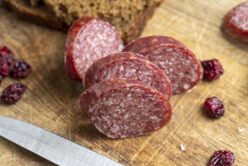 Sausage of Moose Meat Cut into Pieces Stock Photo - Image of pork ...
