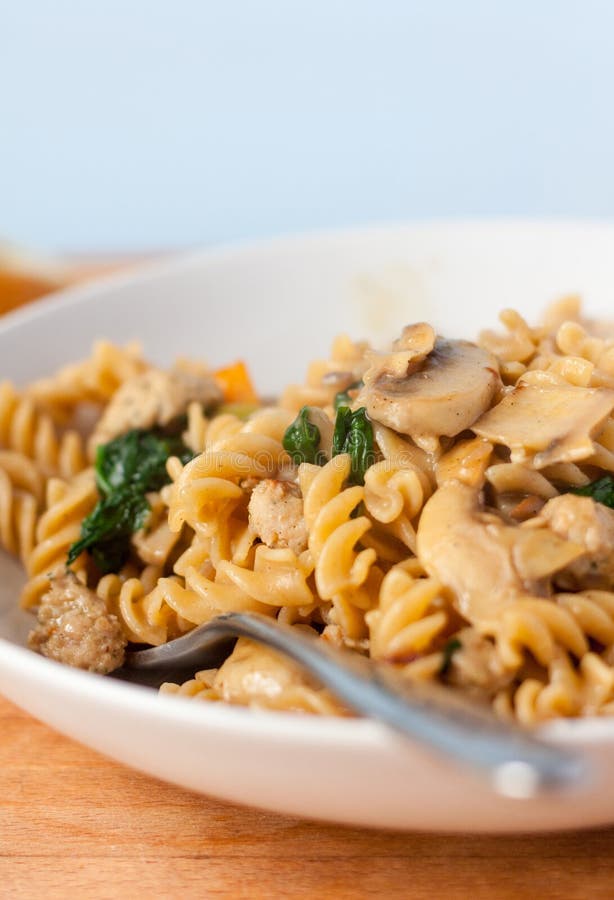 Sausage and Mushroom Fusilli Stock Photo - Image of dinner, sauce: 72619284