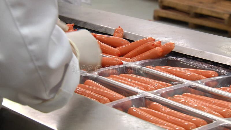Sausage packing line stock video footage. Video of hands - 35284904