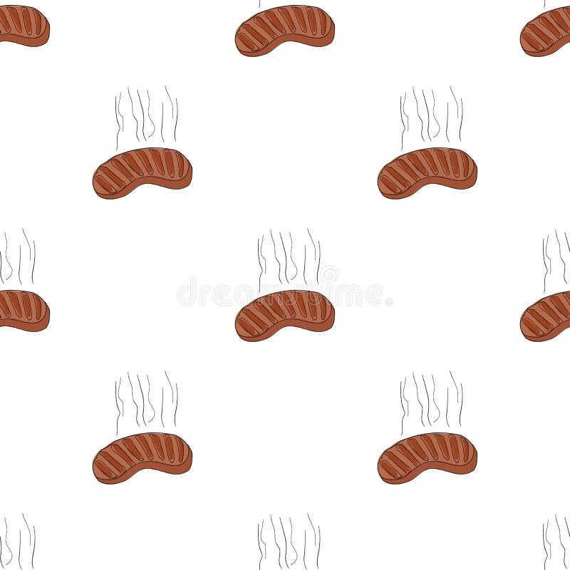 Sausage Pattern Seamless Vector Stock Vector - Illustration of grill ...