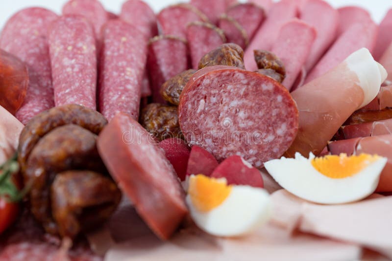 Sausage plate stock photo. Image of salami, cooked, lunch - 117278860