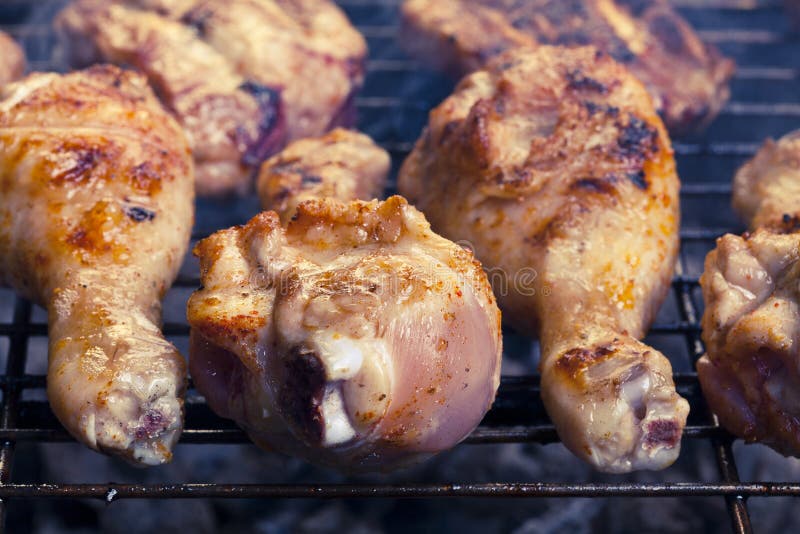 Sausage, Raw Ribs and Chicken with Barbecue Stock Image - Image of ...