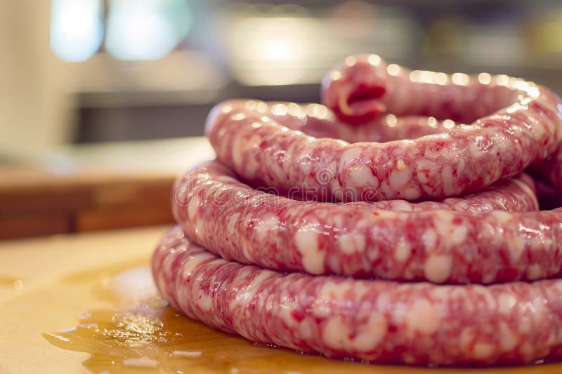 A Sausage is Sitting on Top of a Cutting Board Stock Image - Image of ...