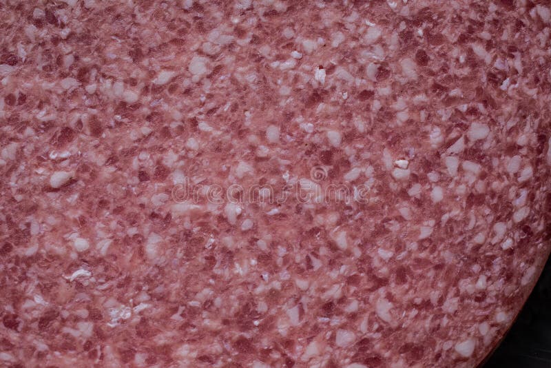 Sausage Slice in Close Up View Stock Photo - Image of bread, butchery ...