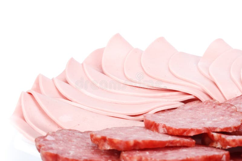 Sausage slices stock image. Image of dinner, macro, studio - 8875721