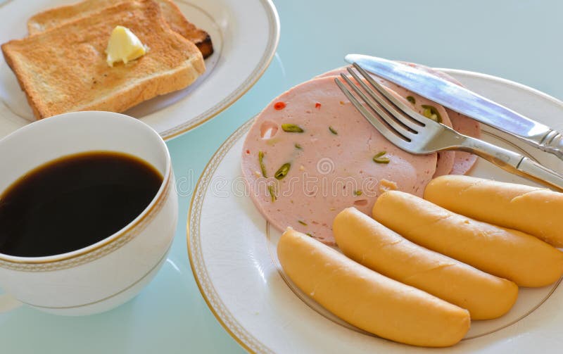 Sausage and toast stock photo. Image of pork, fruit, plate - 30579318