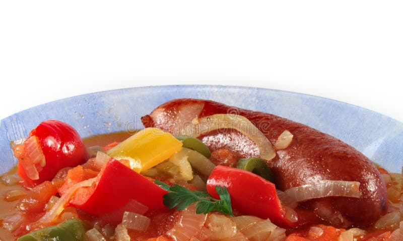 Sausage with vegetables stock image. Image of detail - 11393505