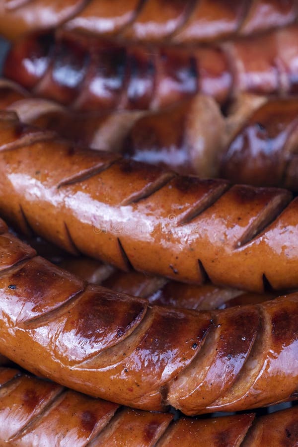 Sausages on the barbecue stock image. Image of party - 170975129