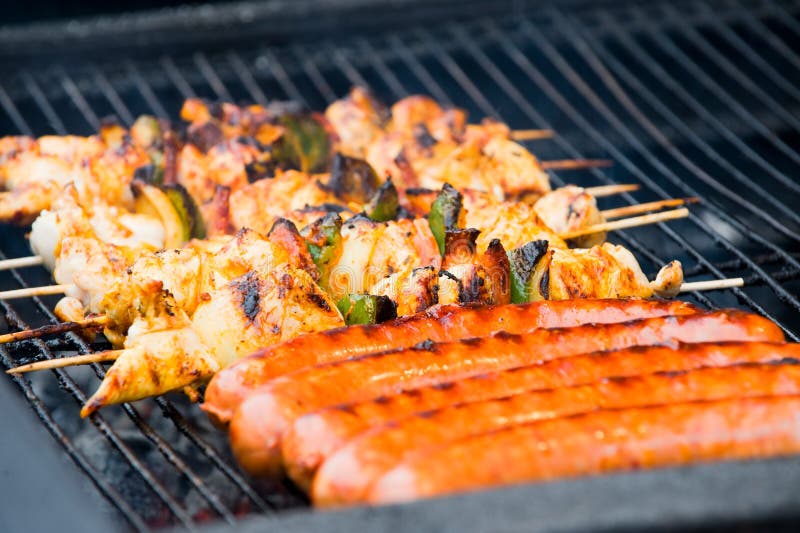 Sausages and Barbecue on a Open Air Stock Photo - Image of grill, lunch ...