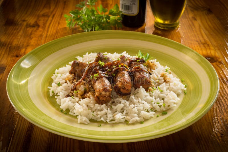 Sausages with Basmati Risotto Stock Photo - Image of cooked, sausages ...
