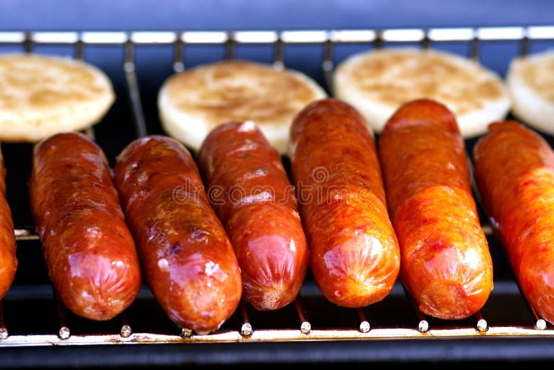 Sausages on the BBQ stock image. Image of american, lifestyle - 32299849